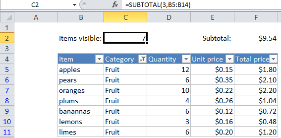 Count Visible Rows In A Filtered List In Excel August 21 2023 Excel Office