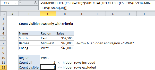 Count Visible Rows Only With Criteria In Excel January 14 2024 Excel 