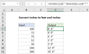 Convert inches to feet and inches in Excel January 12, 2024 - Excel Office