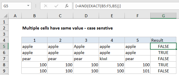 Check If Multiple Cells Have Same Value With Case Sensitive In Excel 