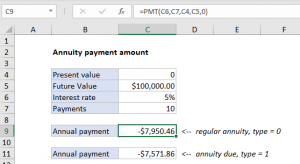 Example of payment for annuity in Excel May 15, 2026 - Excel Office